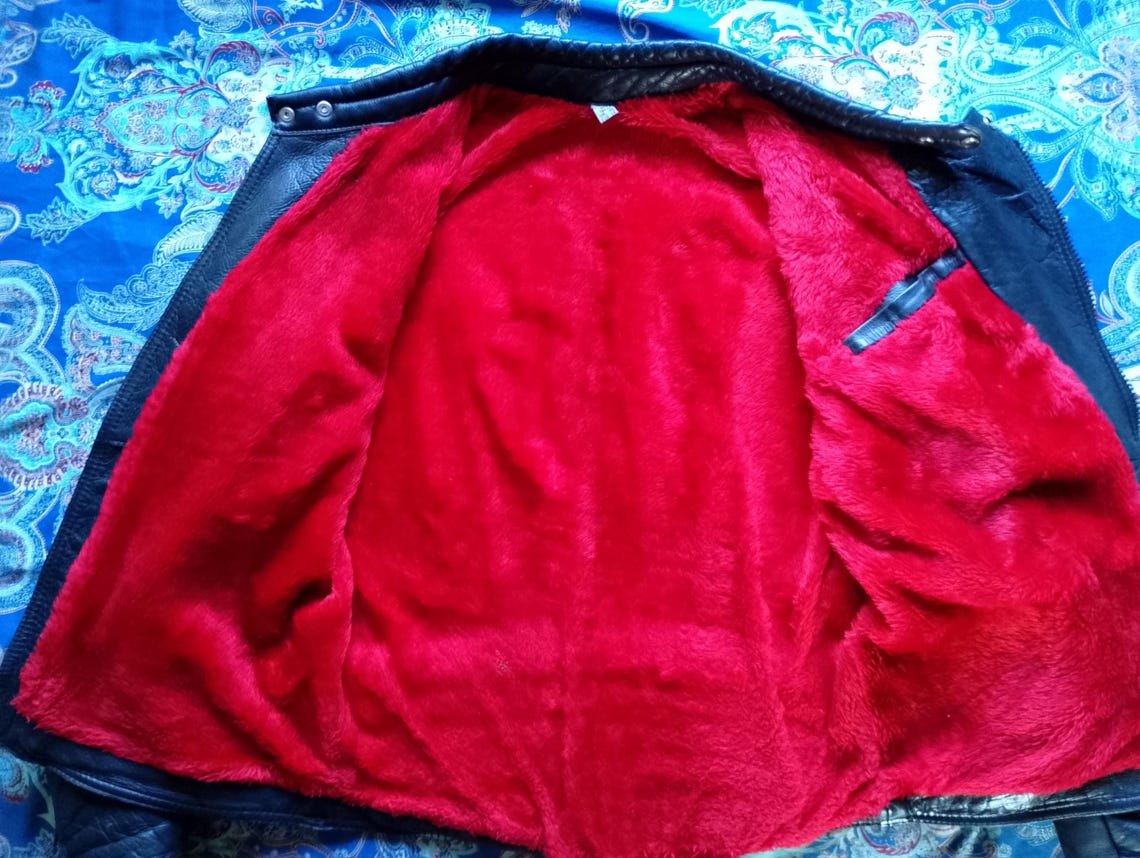 British 80s Motorcycle Biker Cruiser Rider Double Breasted Winter Red ...