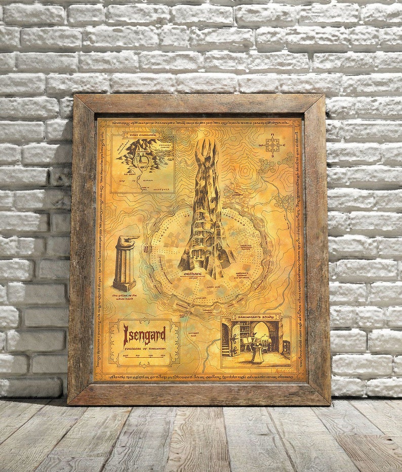 The Isengard map Tolkien map middle earth map the lord of | Etsy