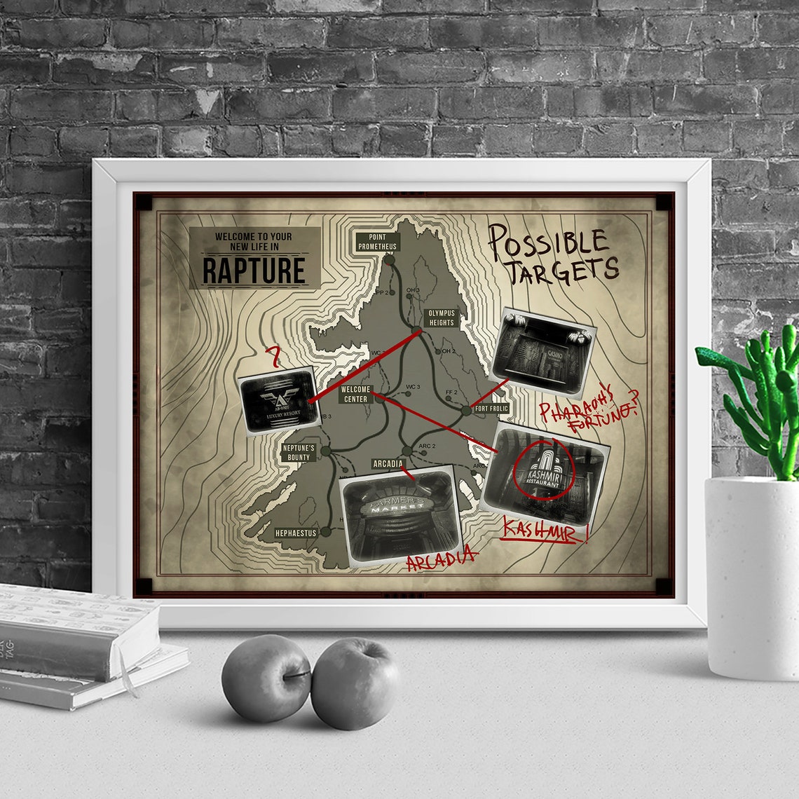 Map of Rapture BioShock print BioShock 2 art 20x15 inch | Etsy