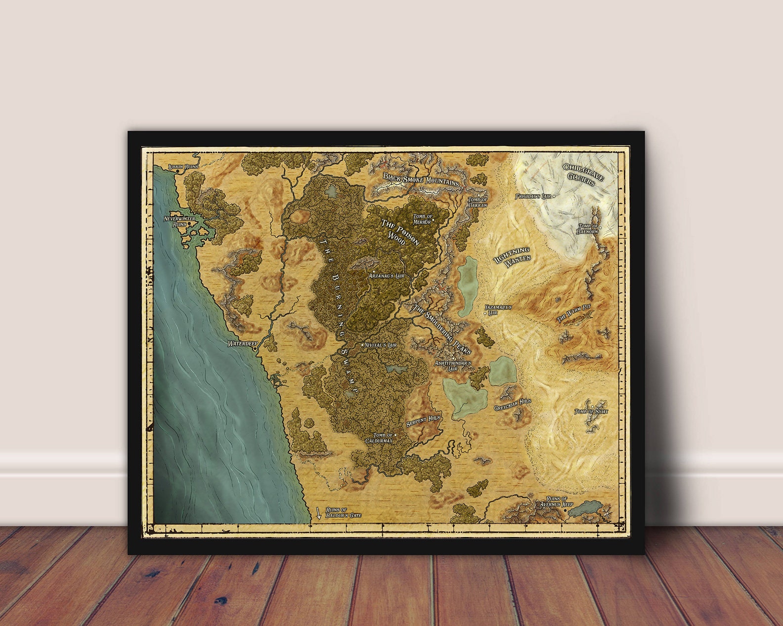 Swords Coast Map Dungeons Dragons D&D Dnd Forgotten Realms | Etsy UK