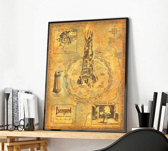 The Isengard map Tolkien map middle earth map the lord of | Etsy