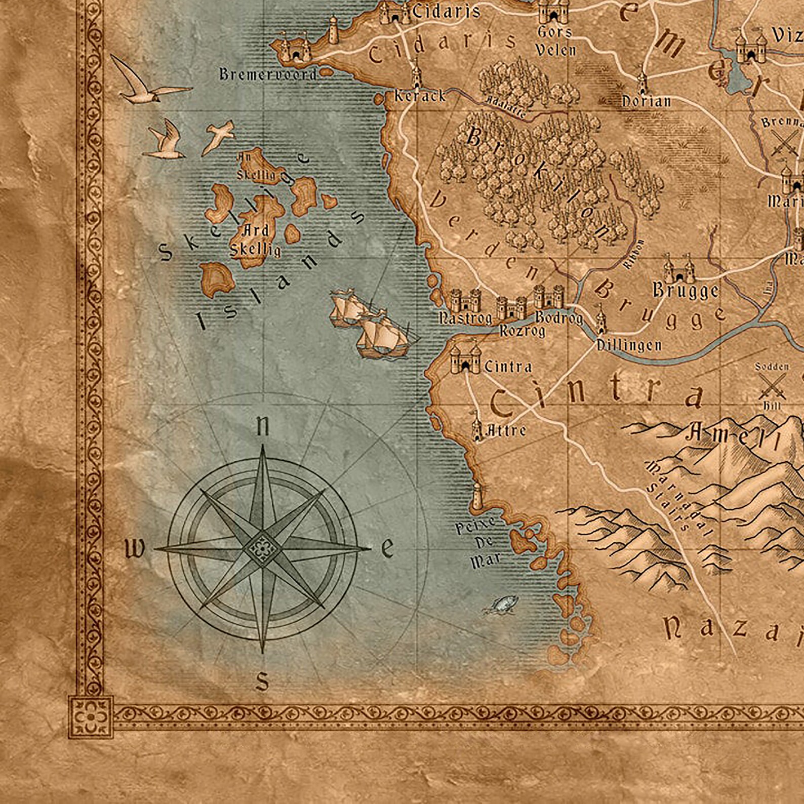 Witcher world map Andrzej Sapkowski Northern Kingdoms the | Etsy