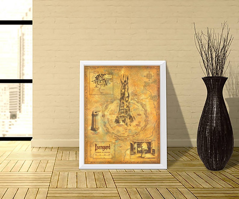The Isengard map Tolkien map middle earth map the lord of | Etsy
