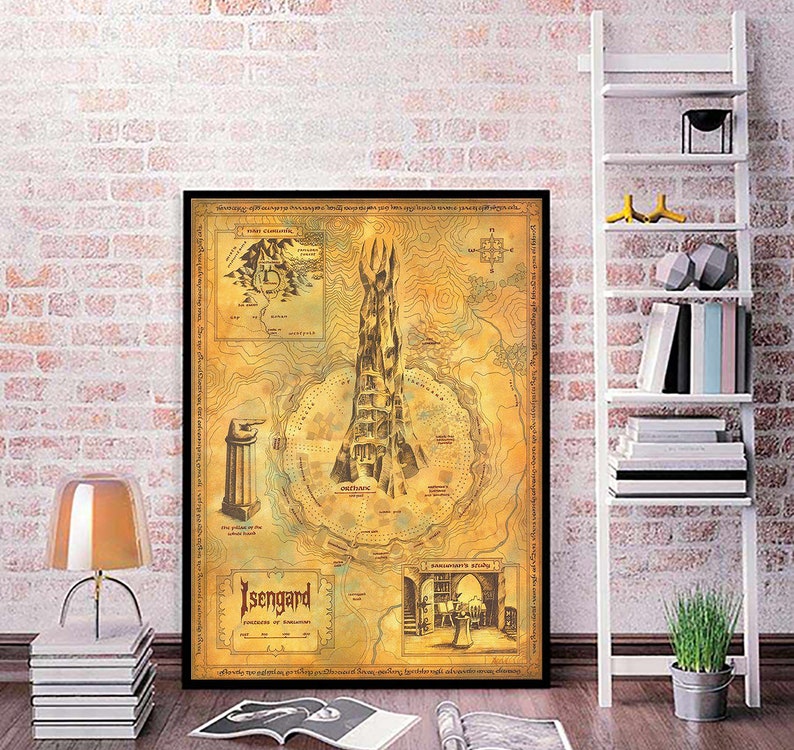The Isengard map Tolkien map middle earth map the lord of | Etsy