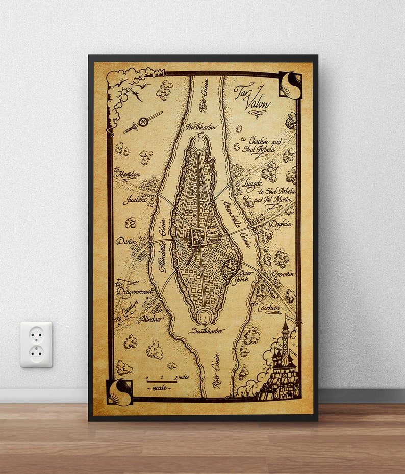 Tar Valon map WoT tWoT The Wheel of Time Map Aes Sedai | Etsy