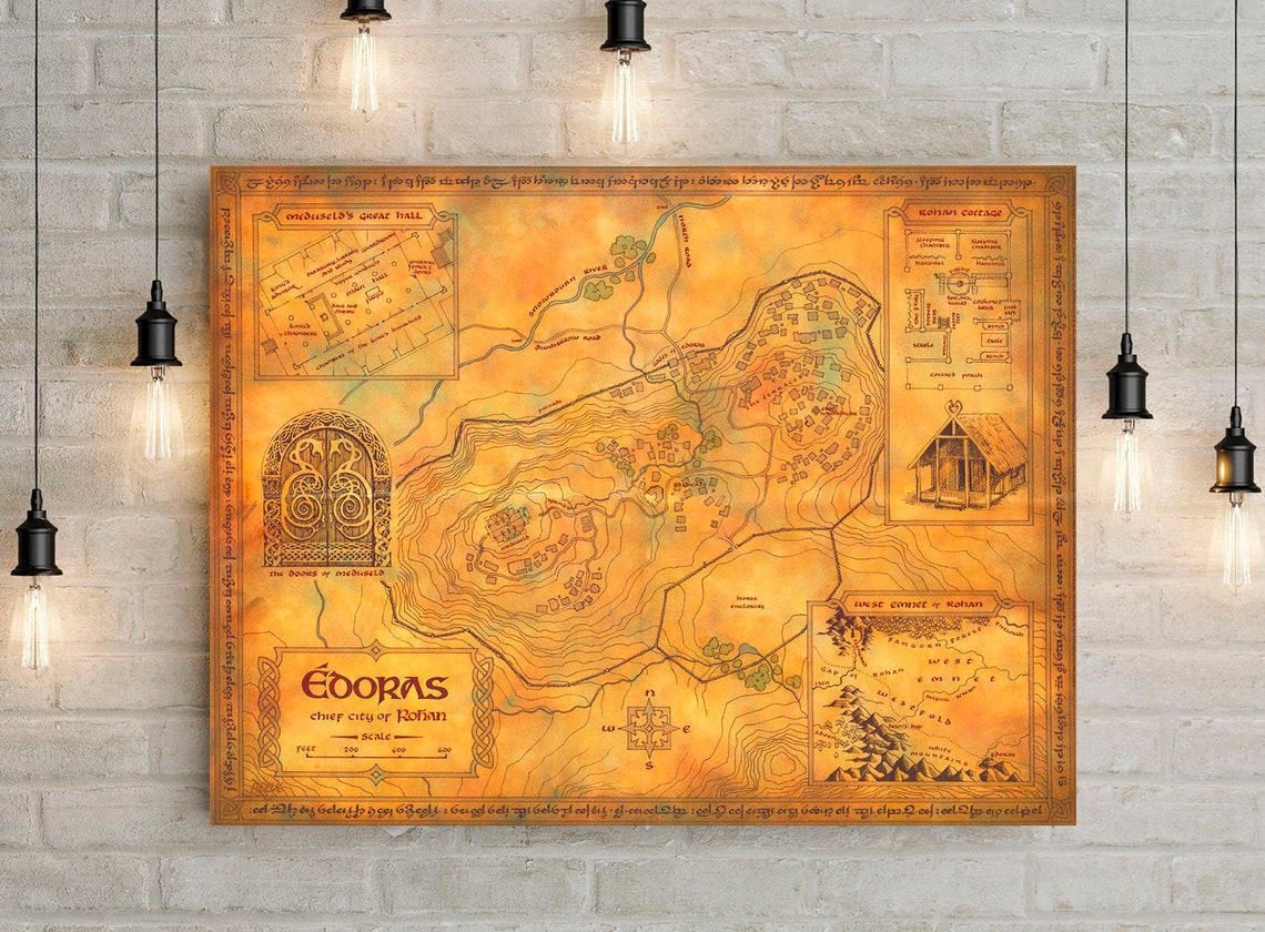 The Edoras Map Tolkien Map Middle Earth Map the Lord of the | Etsy