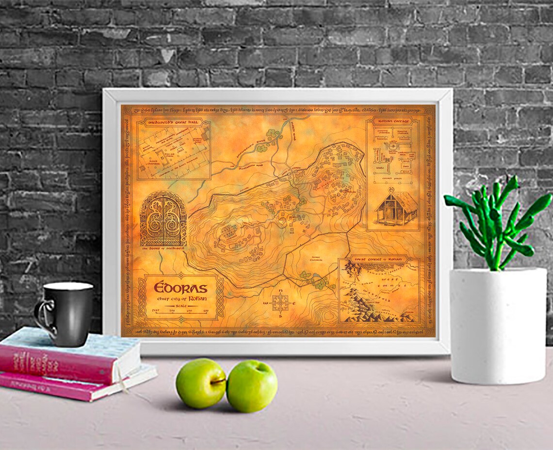 The Edoras map Tolkien map middle earth map the lord of the | Etsy