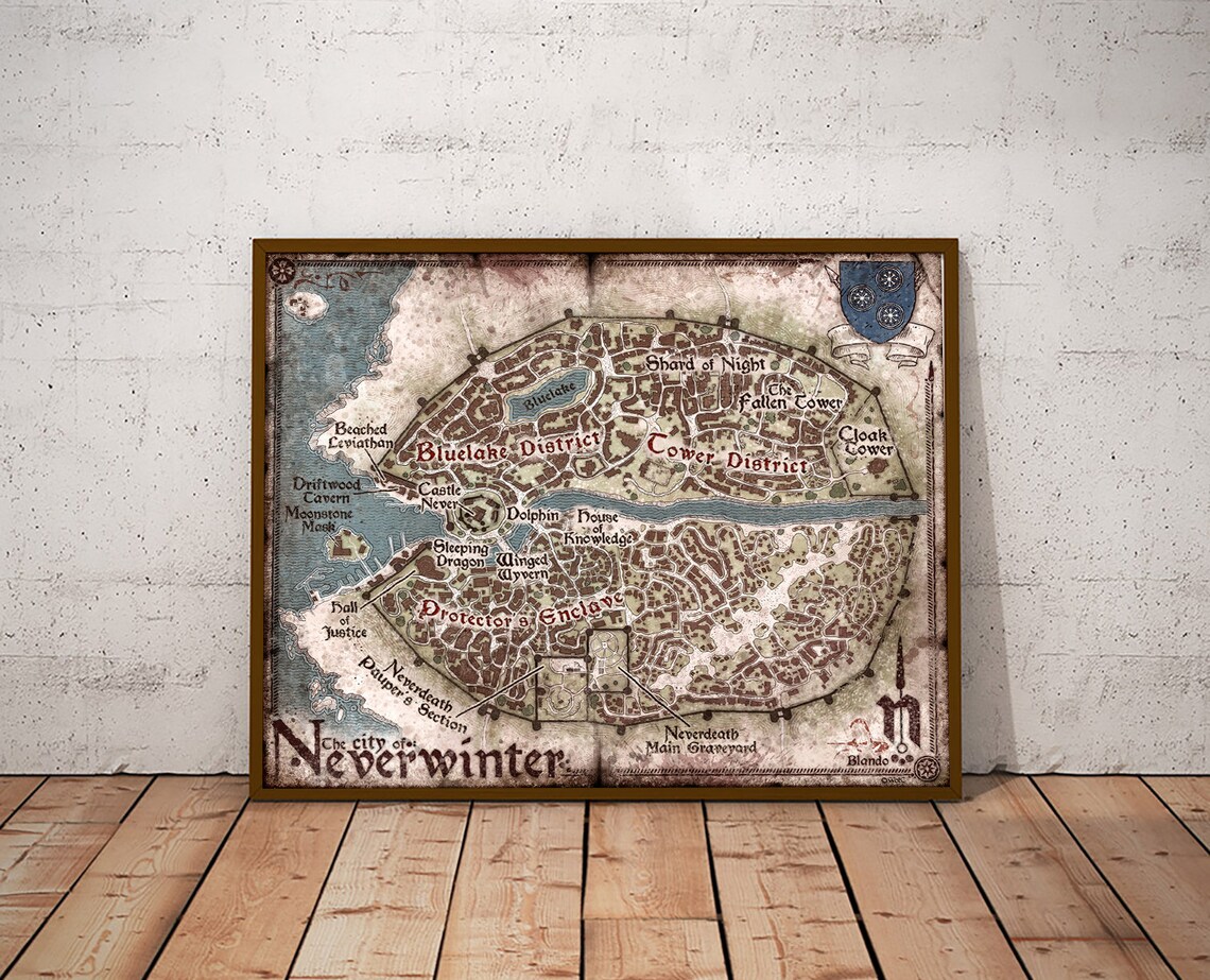 Neverwinter map Swords Coast map Dungeons Dragons D&D DnD | Etsy