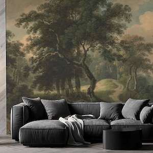 Rural Landscape Large Old Trees Wallpaper Green Self Adhesive Fabric or ...