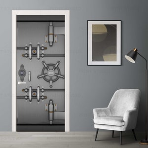 Vintage Metal Door Sticker Peel and Stick Door Decal Iron Door Wrap ...