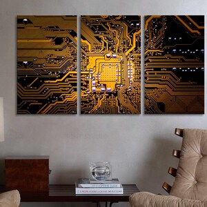 Circuit Layout Electronics Wall Art Chip Huge Panoramic Canvas Print ...