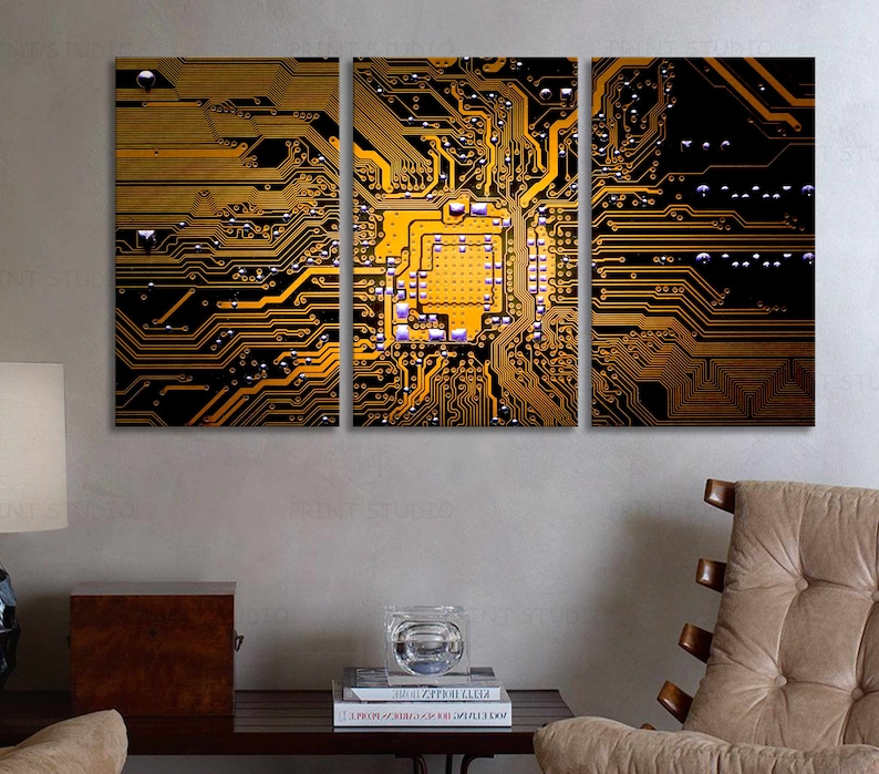 Circuit Layout Electronics Wall Art Chip Huge Panoramic Canvas - Etsy