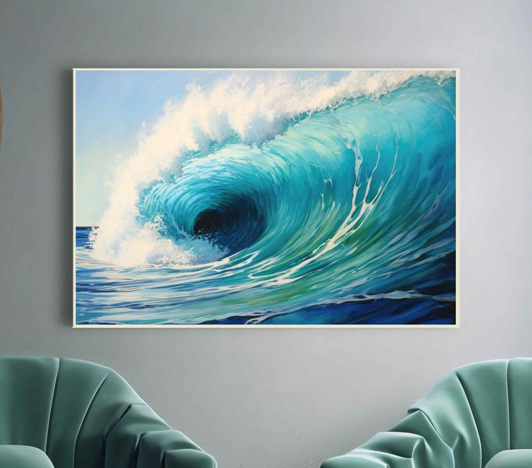 Ocean Wave, Big Blue Waves, Waves With Foam, Surf Wall Art, Canvas ...