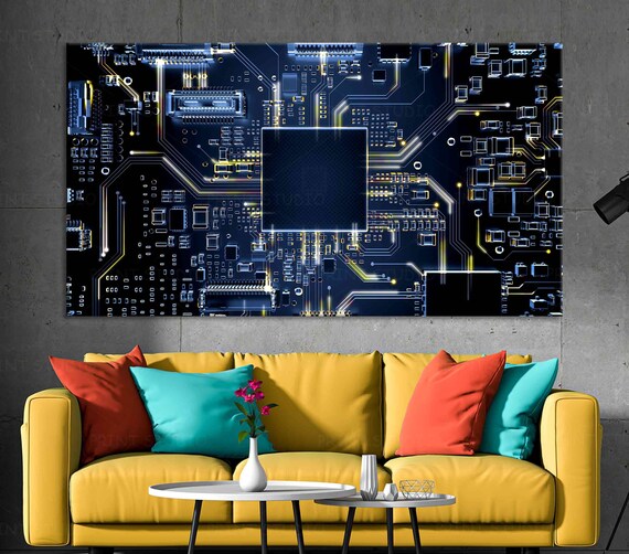 Circuit Layout Electronics Wall Art Chip Huge Panoramic Canvas - Etsy