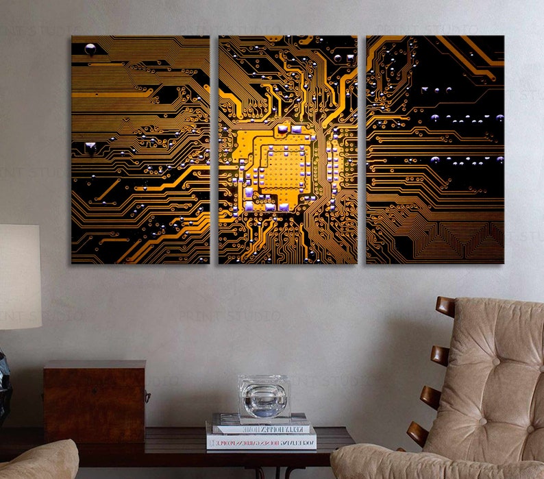 Circuit Layout Electronics Wall Art Chip Huge Panoramic Canvas - Etsy