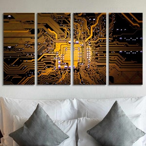 Circuit Layout Electronics Wall Art Chip Huge Panoramic Canvas Print ...