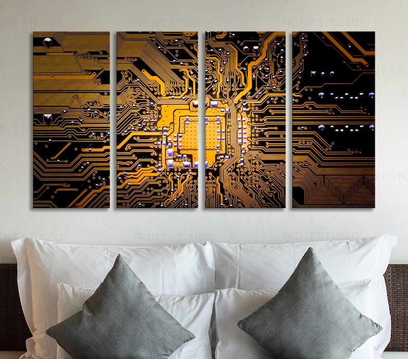 Circuit Layout Electronics Wall Art Chip Huge Panoramic Canvas - Etsy