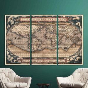 Antique World Map, Old World Map, Digital Map Print, Vintage Map ...