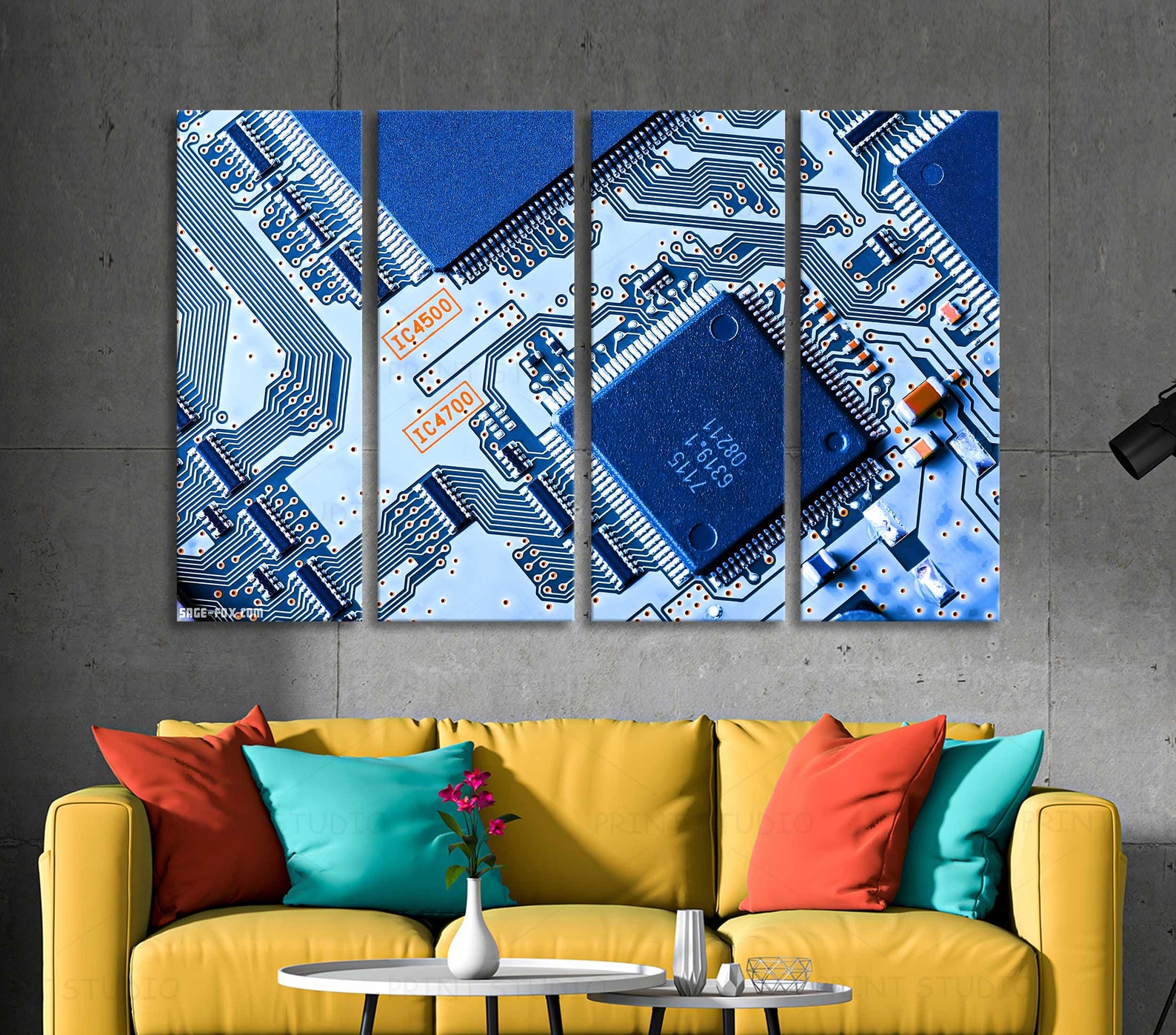 Circuit Layout Electronics Wall Art Chip Huge Large Canvas - Etsy