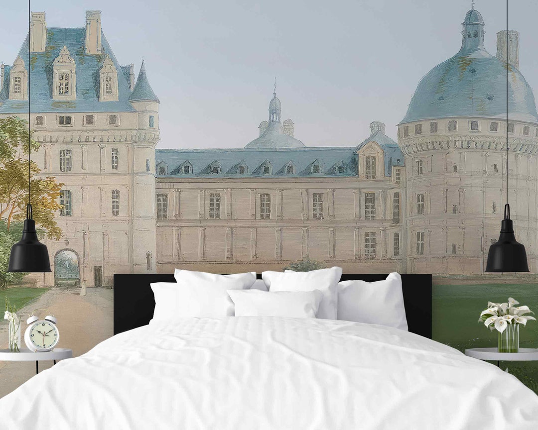 French Castle of Valenceil Antique Wall Art Retro Mural Self-adhesive ...
