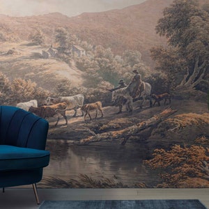 Rural Landscape Wallpaper Self-adhesive Fabric or Non-woven Rustic ...