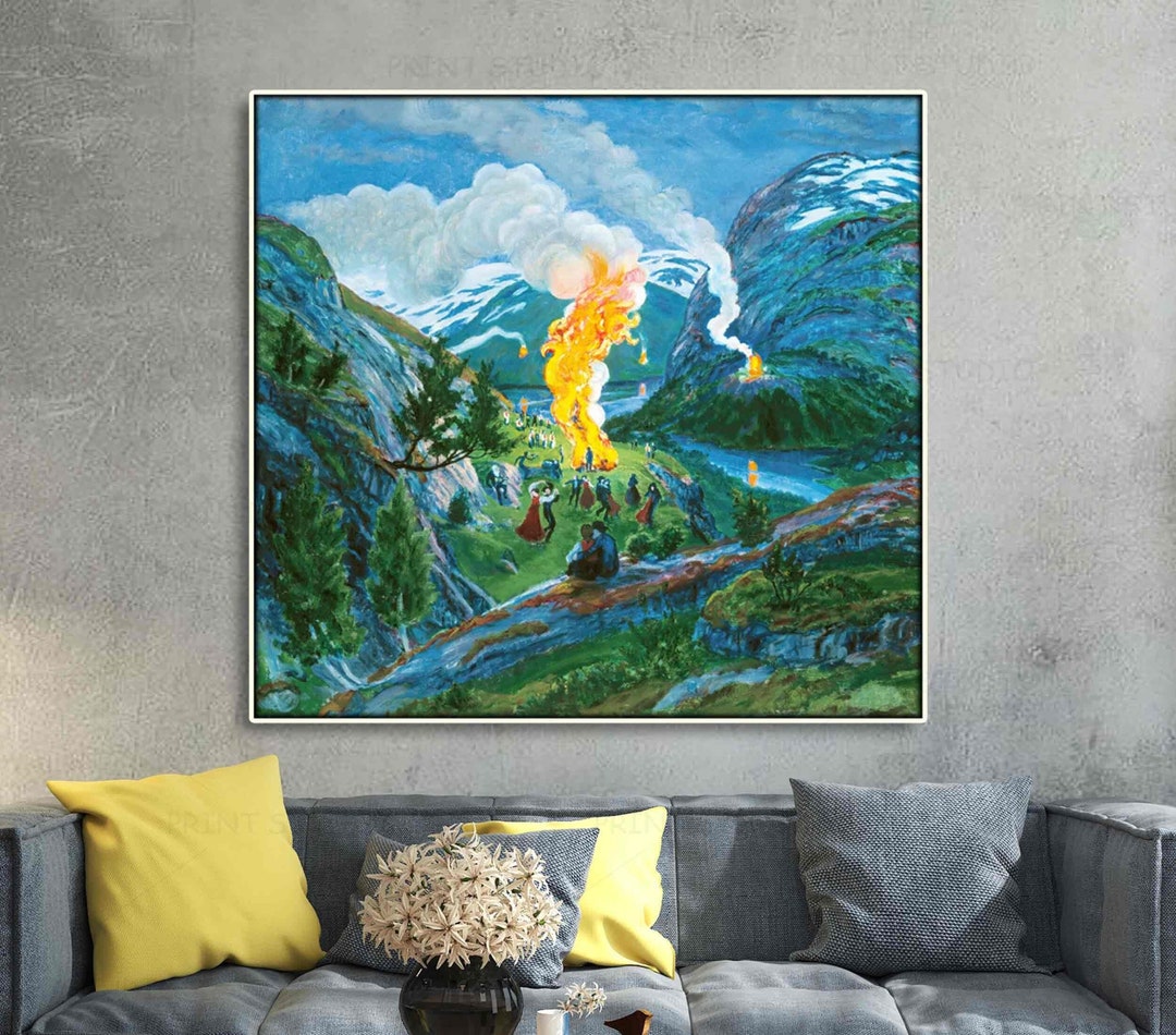 Nikolai Astrup MIDSUMMER EVE BONFIRE Norwegian Modernist Painter ...
