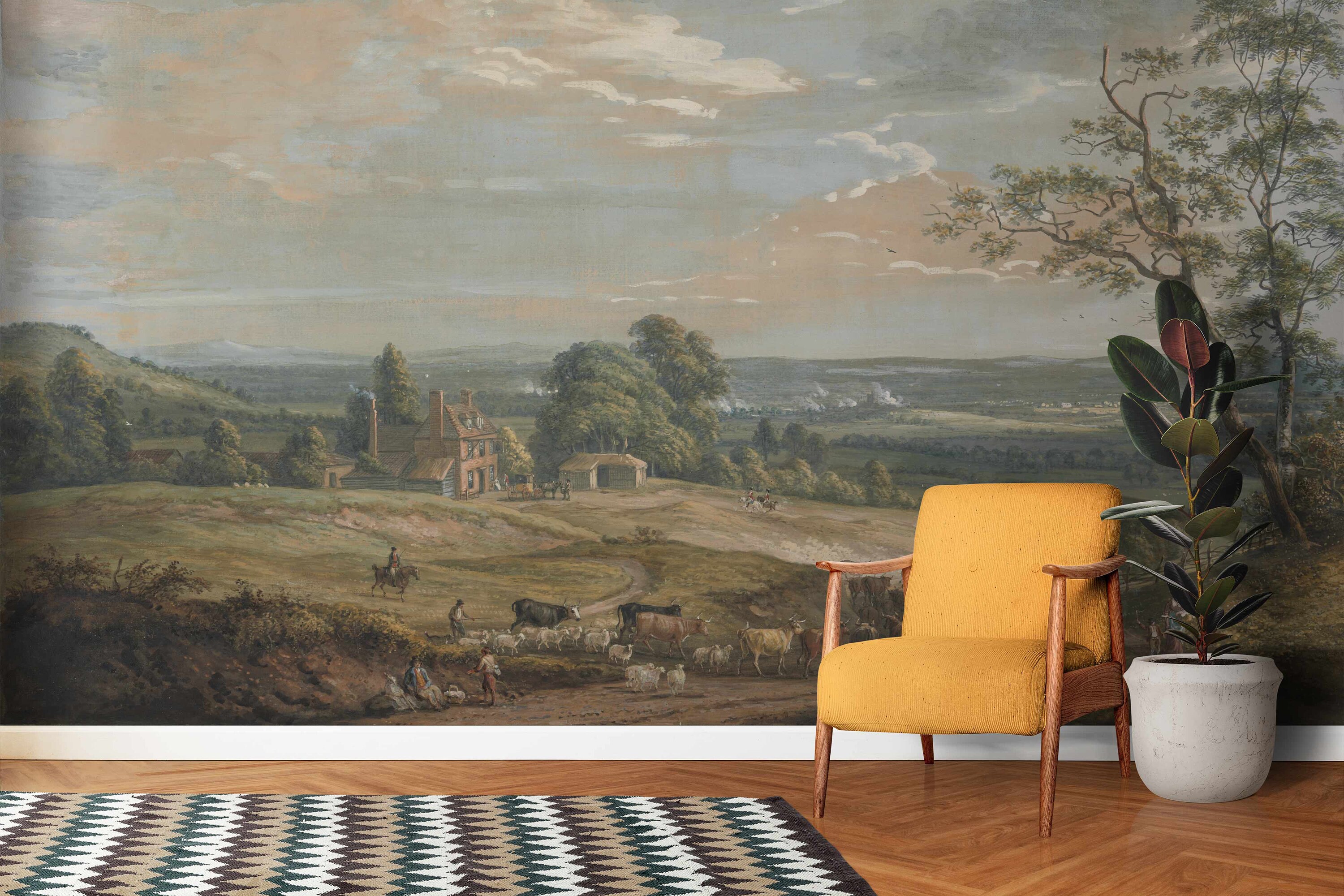 English Rural Oil Painting Reprint Retro Wall Mural - Etsy