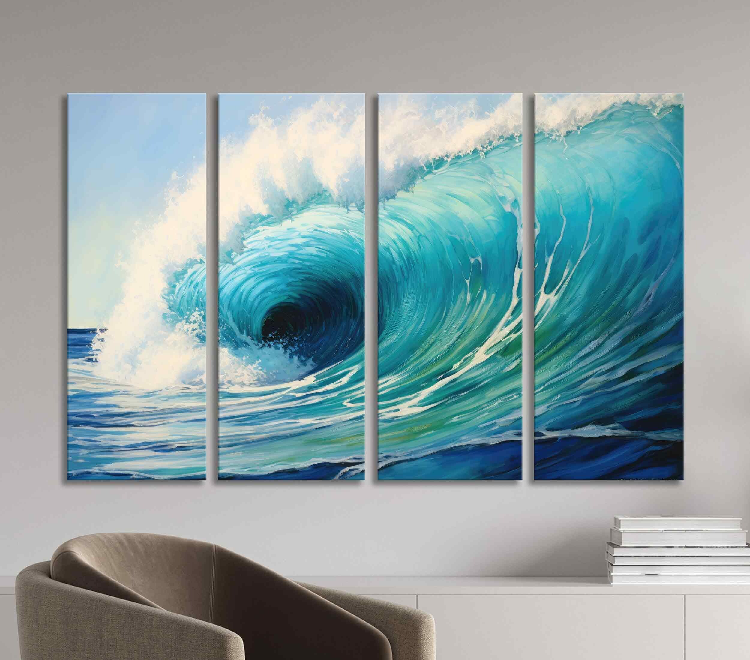 Ocean Wave, Big Blue Waves, Waves With Foam, Surf Wall Art, Canvas ...