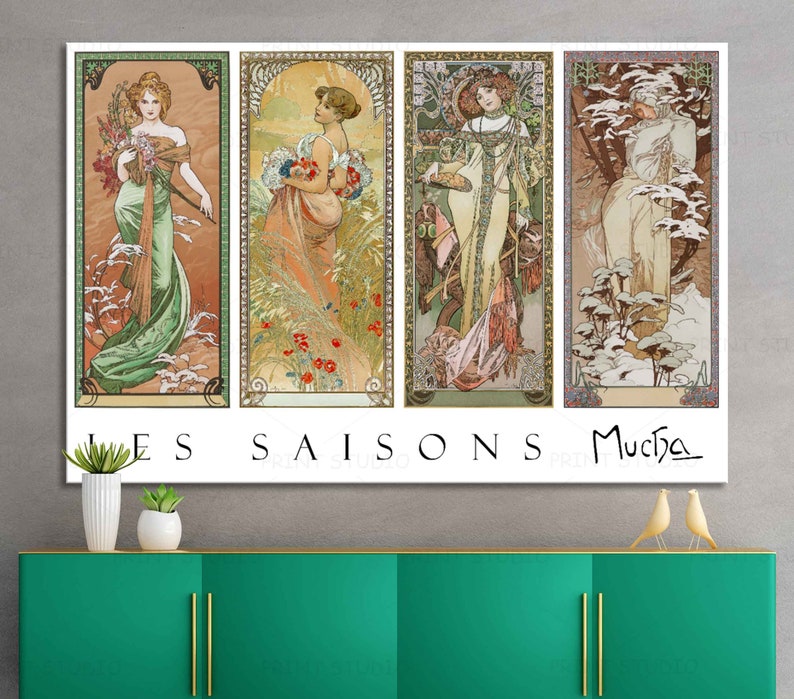 Alphonse Mucha Les Saisons Women Painting Reproduction Print | Etsy