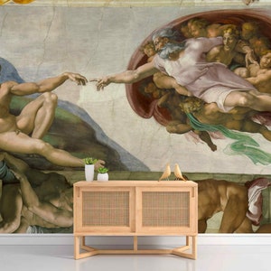 Creation of Adam Michelangelo Wallpaper Self-adhesive Fabric Non-woven ...