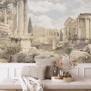 Old Greek Ruins Blue Sky Vintage Decor Columns Pompeii Ruins Wall Art ...
