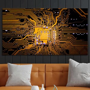 Circuit Layout Electronics Wall Art Chip Huge Panoramic Canvas - Etsy