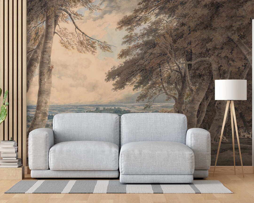 Big Trees Beautiful Panoramic Scenic Landscape Mural Victorian Style ...