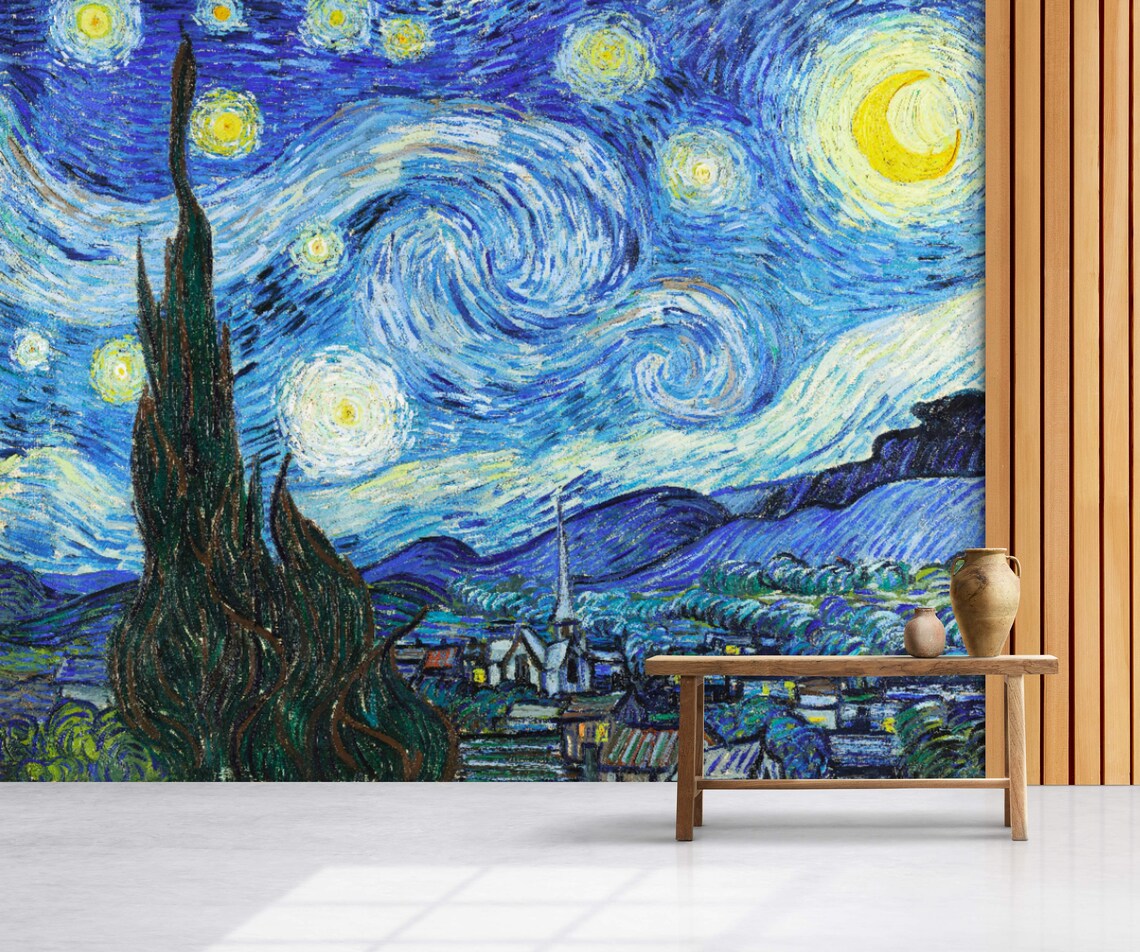 Starry Night Large Wall Mural Vincent Van Gogh the | Etsy