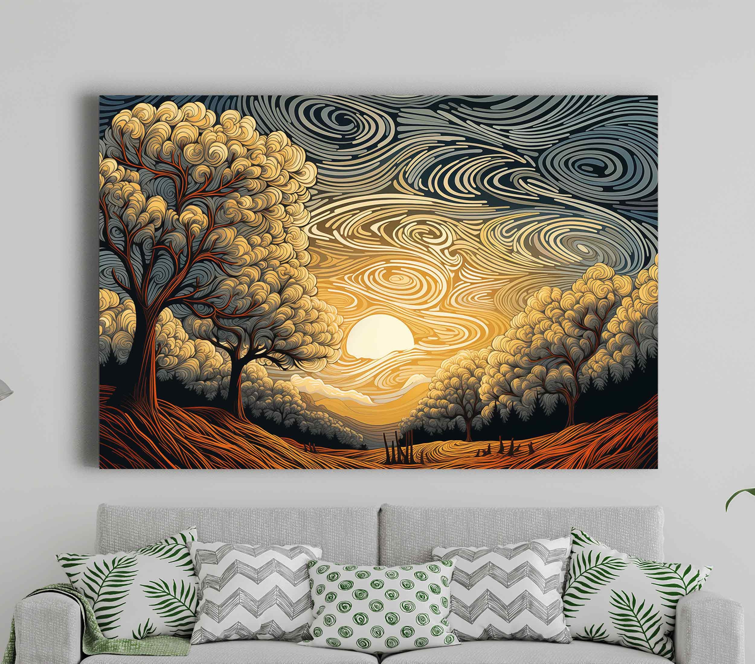Sunrise Landscape Bright Sun Large Fantastic Landscape in the Style of ...