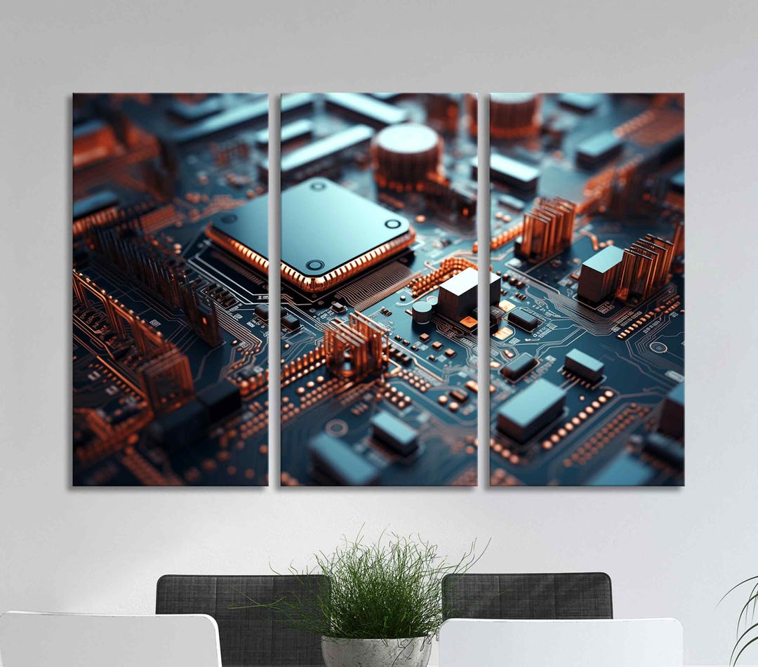 Circuit Layout Wall Art Chip Huge Panoramic Microelectronic Canvas ...
