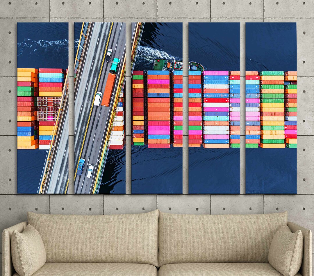 Container Ship Art Print Christmas Gift Water Logistic Art ...