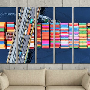 Container Ship Art Print Christmas Gift Water Logistic Art ...