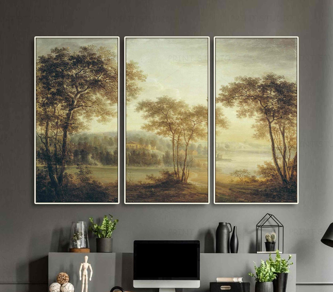 Rural Landscape Piece Wall Art Decor Set of Three Pictures Retro ...