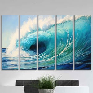 Ocean Wave, Big Blue Waves, Waves With Foam, Surf Wall Art, Canvas ...