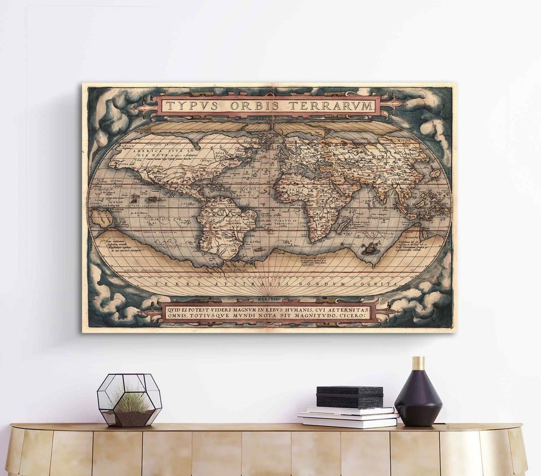 Antique World Map, Old World Map, Digital Map Print, Vintage Map ...