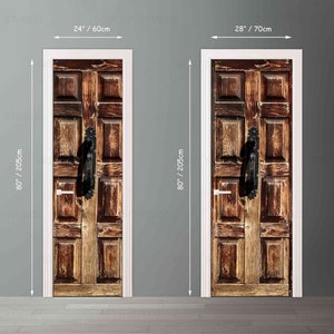 Vintage Old Doors With Bars Door Mural Brown Old Wooden Door Cover Peel ...