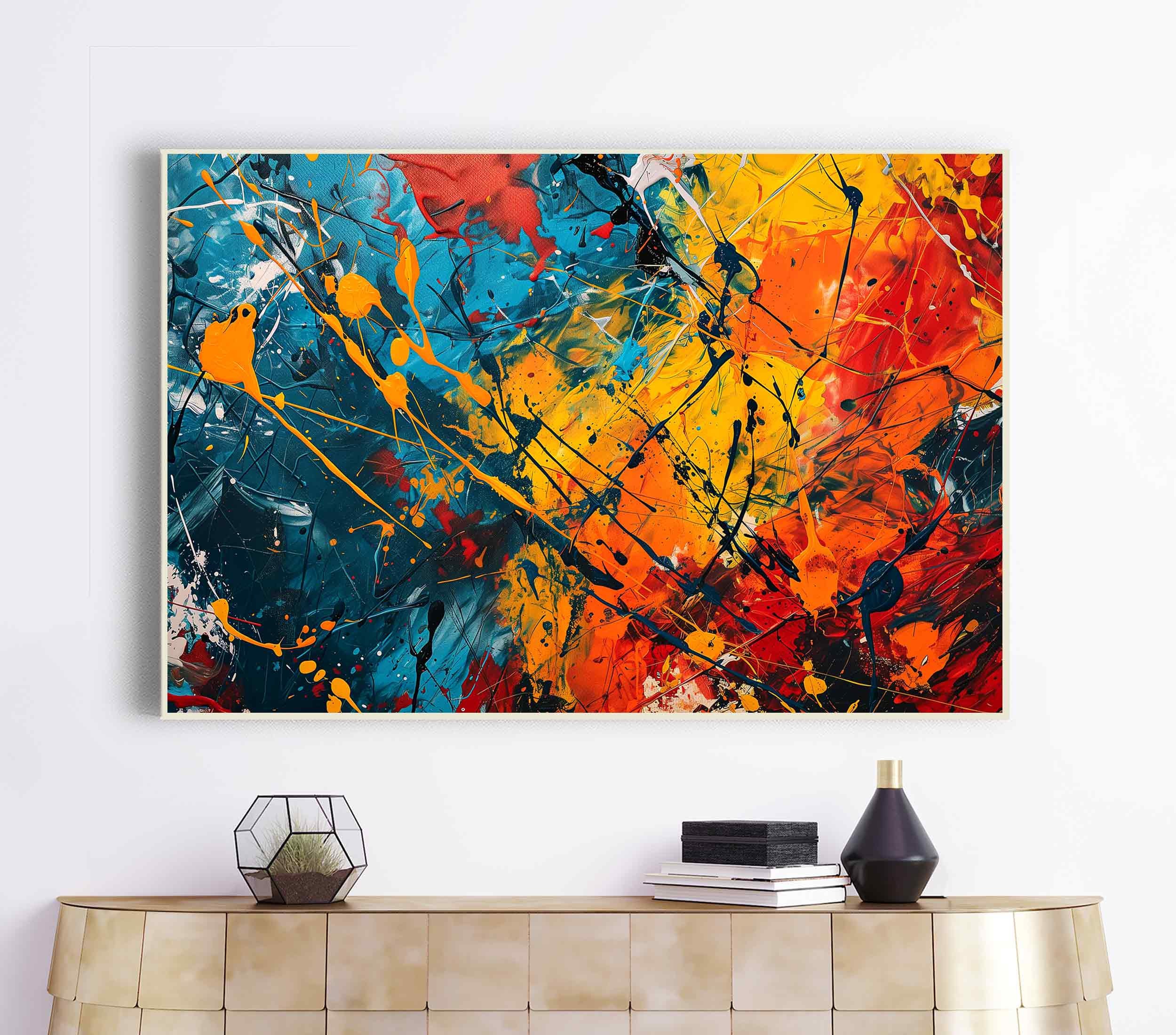 Multicolored Paint Splatter Abstract Contemporary Art Canvas Print ...