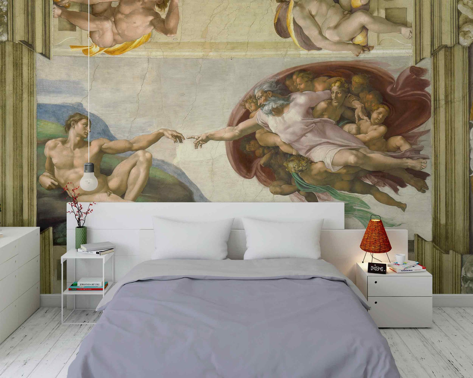 Creation of Adam Michelangelo Wallpaper Self-adhesive Fabric Non-woven ...