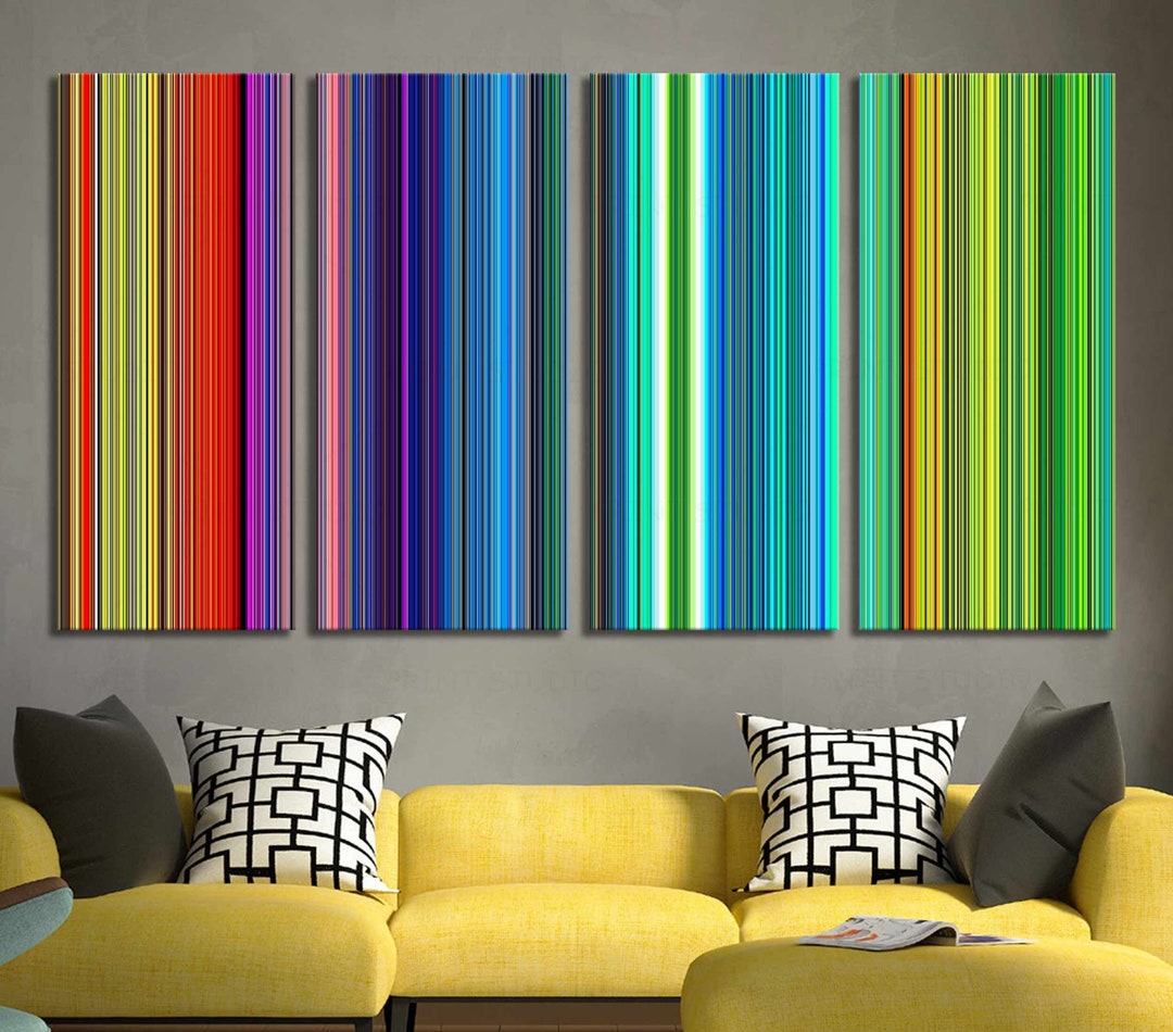 Multicolored Canvas Stripes Walk the Line Abstract Modern Art Stripes ...