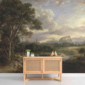 Rural Forest Oil Painting Wall Mural Vintage Landscape Panoramic View ...