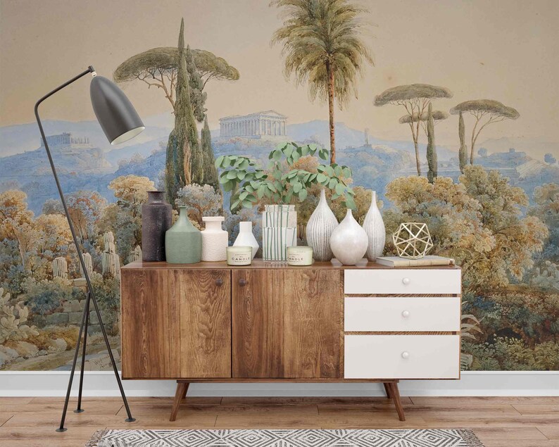 Antique Greek Columns Oriental Landscape Self-adhesive Fabric - Etsy Antique Greek Columns Oriental Landscape Self-adhesive Fabric - Etsy