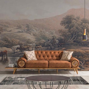 Rural Landscape Wallpaper Self-adhesive Fabric or Non-woven Rustic ...