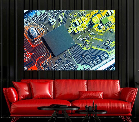 Circuit Layout Electronics Wall Art Chip Huge Large Canvas - Etsy