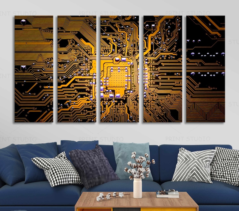 Circuit Layout Electronics Wall Art Chip Huge Panoramic Canvas - Etsy